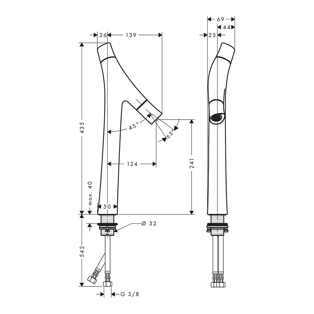 Monocomando Bicomando De Lavatório AXOR Starck Organic 240mm Cromado ...