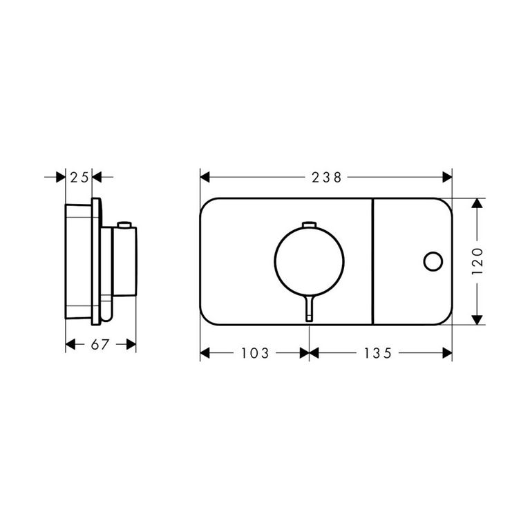 Termostato AXOR One Para um ponto de Água Cromado Hansgrohe - metalbagno
