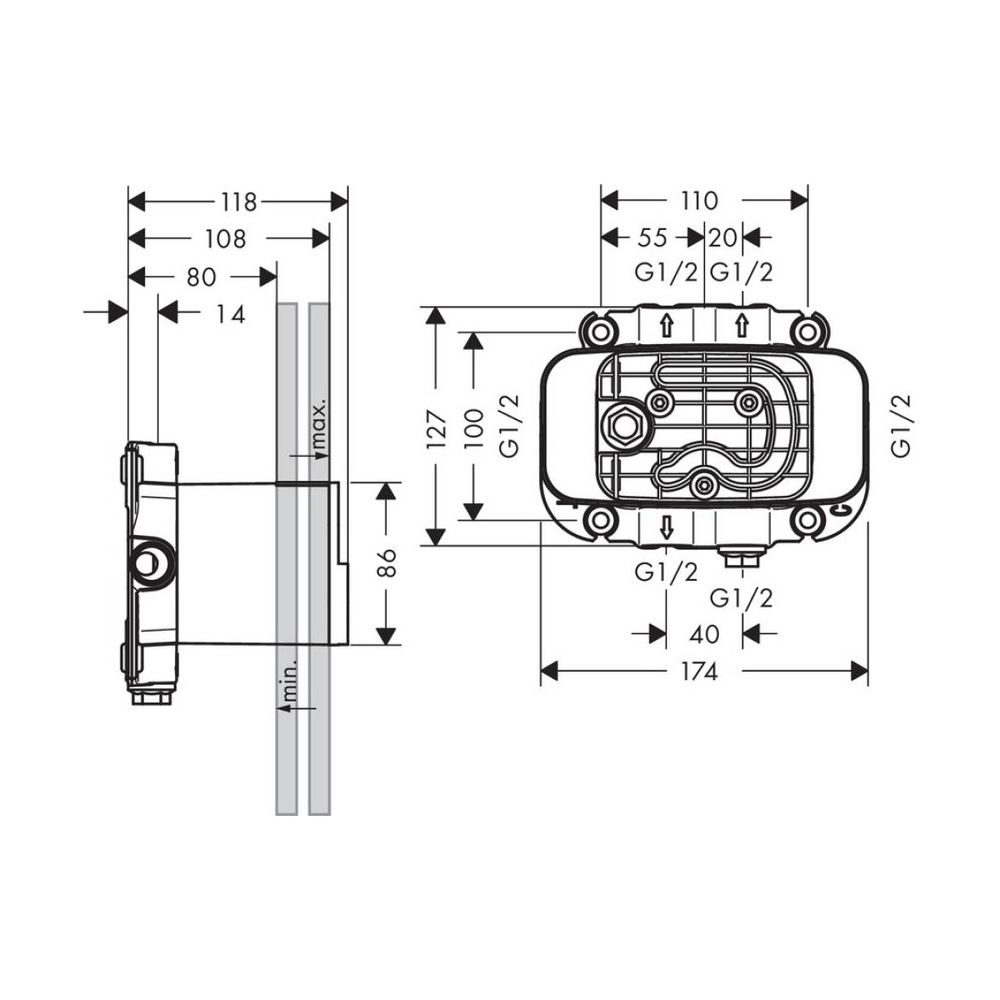 Base Para Termostato AXOR One Cromado Hansgrohe - metalbagno