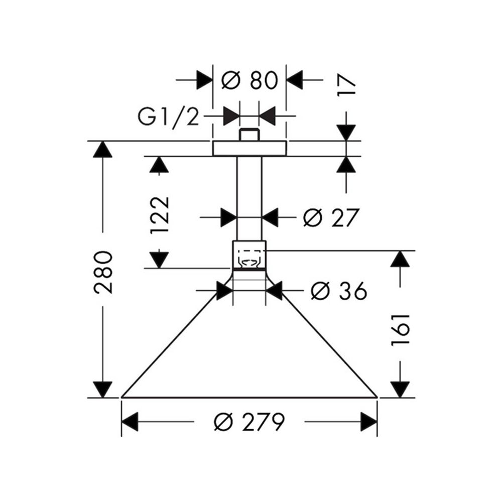 Chuveiro De Teto AXOR Front 2 Jatos Com Tubo Cromado Hansgrohe - metalbagno