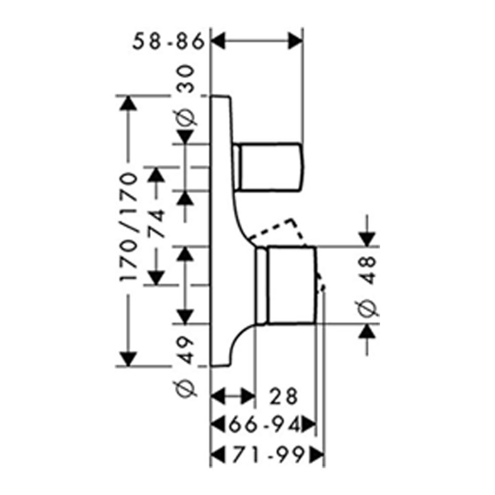 Monocomando De Chuveiro / Banheira AXOR Massaud Cromado Hansgrohe ...