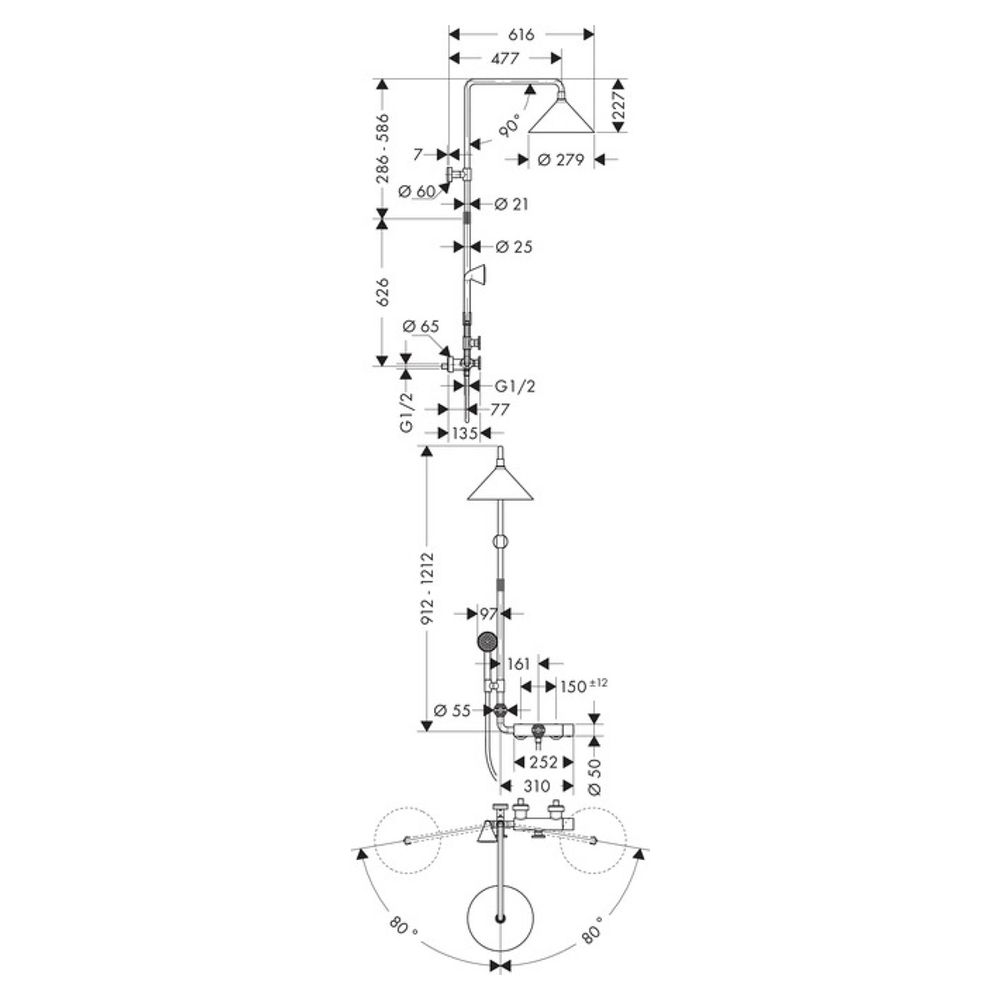 Showerpipe AXOR Front Com Chuveiro, Termostato E Ducha Manual Cromado ...