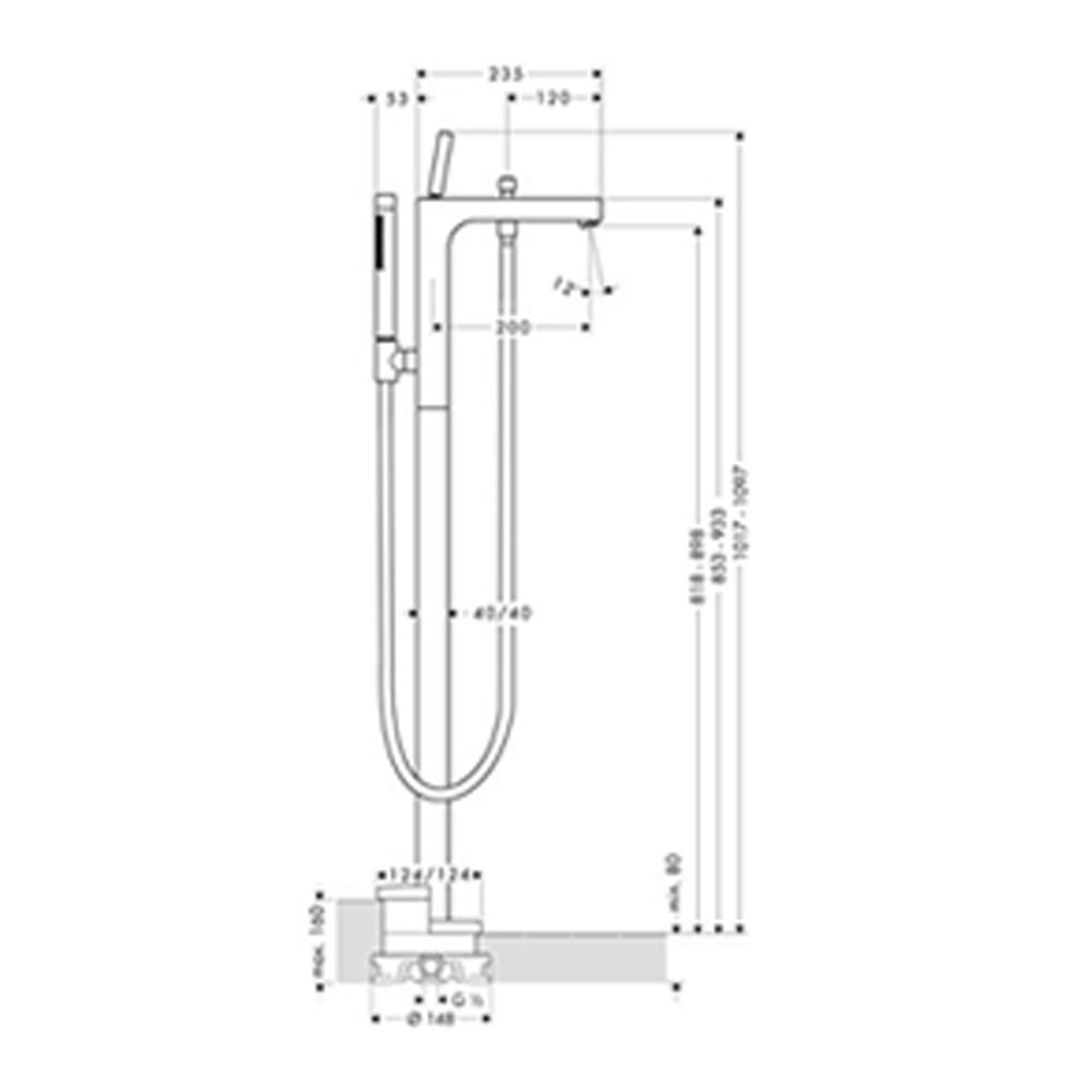 Monocomando De Banheira AXOR Citterio Com Ducha Manual Cromado ...